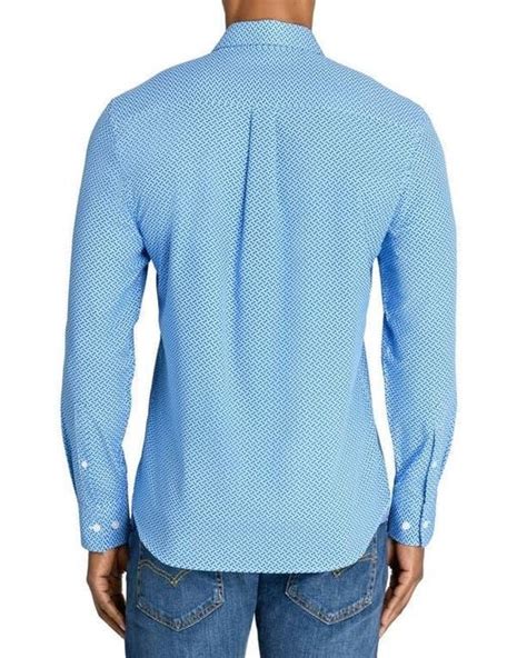Construct Mosaic Dot Woven Long Sleeve Basic In Blue For Men Lyst
