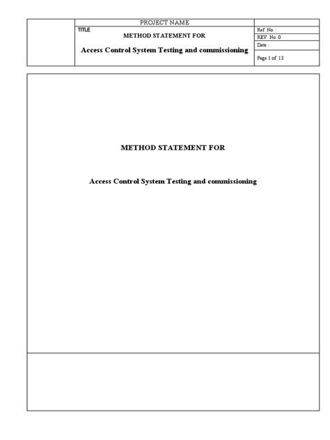 Method Statement For Testing And Commissioning Of Acs Pdf