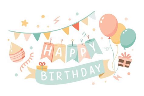 생일 축하 타이포그래피 배너 배경 디자인 프리미엄 Ai 생성 벡터