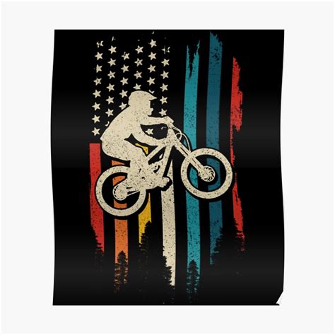 Mountain Bike American Flag Vintage By Kelly Adams Redbubble Poster