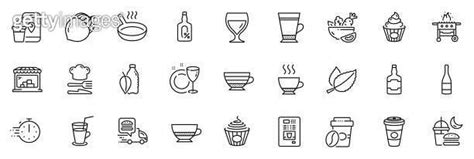 Icons Pack As Food App Acorn And Frying Pan Line Icons For Web App