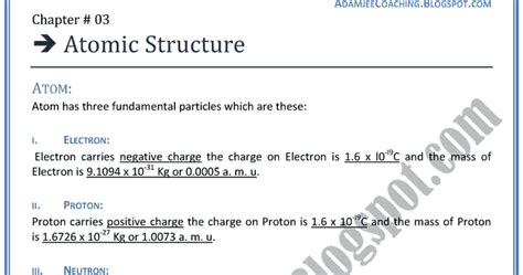 Adamjee Coaching Xi Chemistry Lectures Atomic Structure