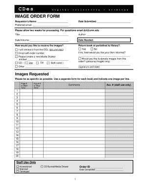 Fillable Online IMAGE ORDER FORM Fax Email Print PdfFiller