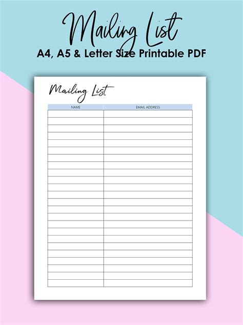 Excel Mailing List Template