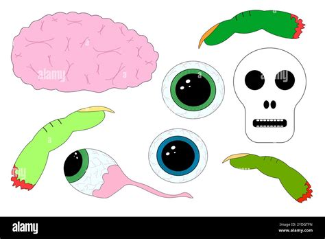 A Spooky Vector Set Featuring Halloween Themed Body Parts Including