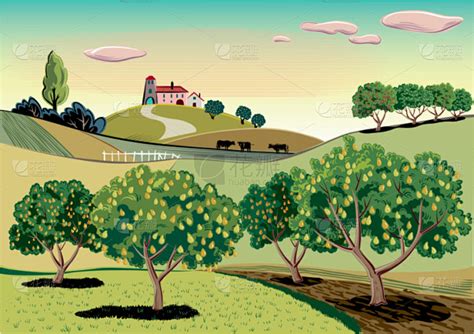 果园梨树农业矢量食品水果图像梨地形树