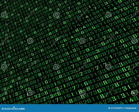 Numbers Matrix Generated Digital Virtual Reality Visualization Green