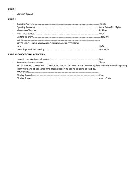 Youth Event Program Schedule Pdf