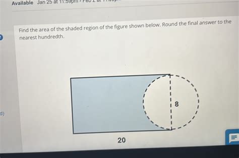 Find The Area Of The Shaded Region Of The Figure Shown Below Round The
