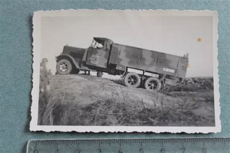 Foto Photo Zy Wehrmacht Sd Kfz Sdkfz Henschel Lkw Tarn Camo Top Detail