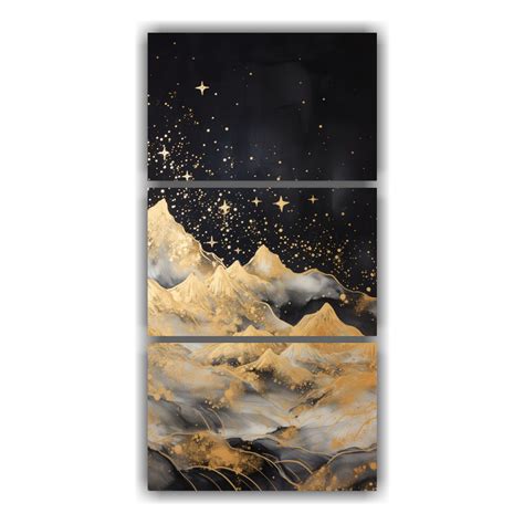 Tríptico Decorativo Paisaje De Montaña A Todo Color Con Estilo Elegante