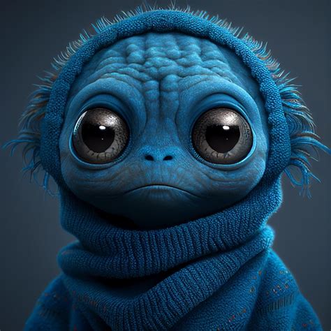 Premium Photo A Blue Alien With A Sweater That Says Alien On It