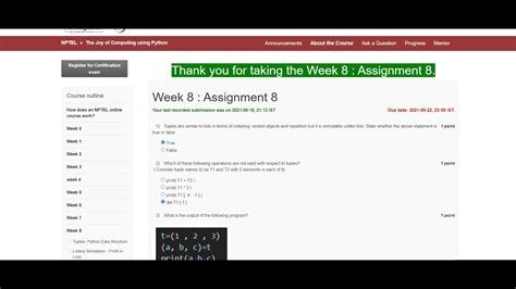 The Joy Of Computing Using Python Nptel Week 8 Assignment