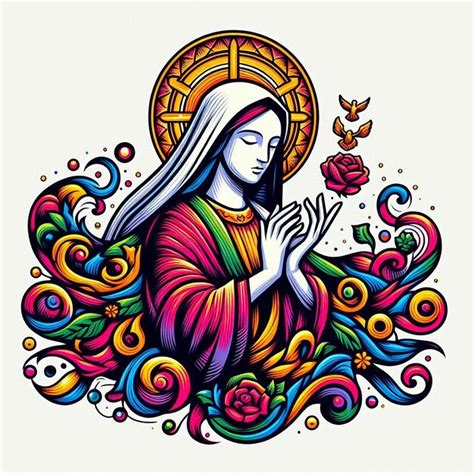 A Colorful Jishu Logo White Background With The Mother Of Maria Premium Ai Generated Image