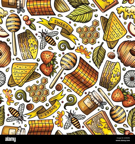 Cartoon Cute Honey Seamless Pattern Stock Vector Image And Art Alamy