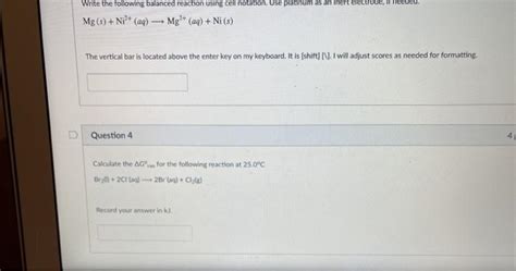 solved write the following balanced reaction using cell
