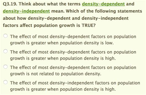 Solved Q319 Think About What The Terms Density Dependen