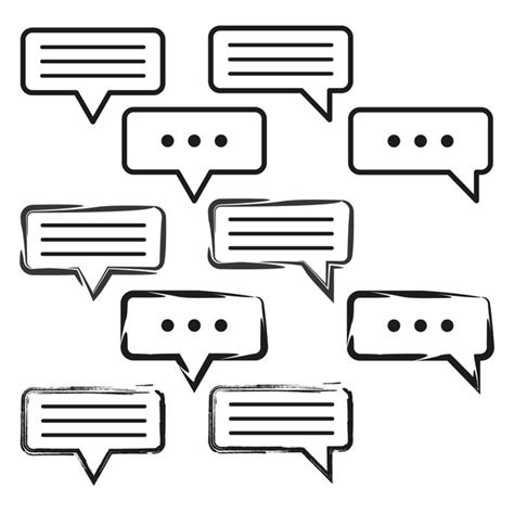 Speech Bubble Icons Chat Message Symbols Black And White Vector Communication Elements Set