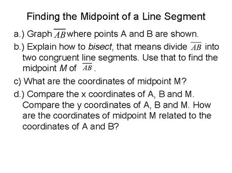Finding The Midpoint Of A Line Segment A