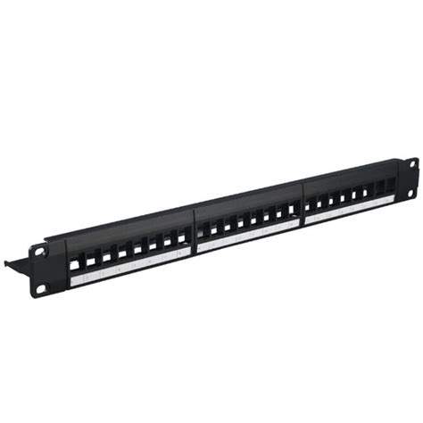19 Inch 1u Cabinet Rack Through 24 Port Cat6 Patch Panel Rj45 Network Cable Adapter Keystone