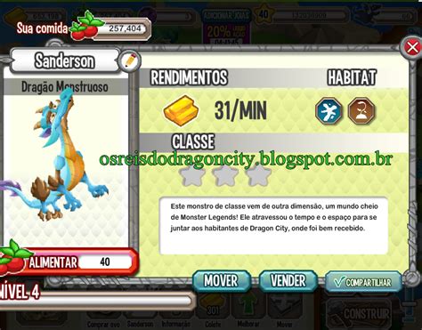 Os Reis do Dragon City Dragão monstruoso informações