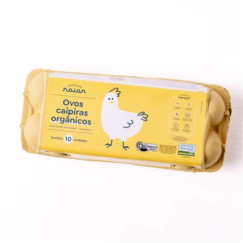 Ovos Caipira OrgÂnico Raiar Bandeja Com 10 Ovos Orgânicos São Carlos