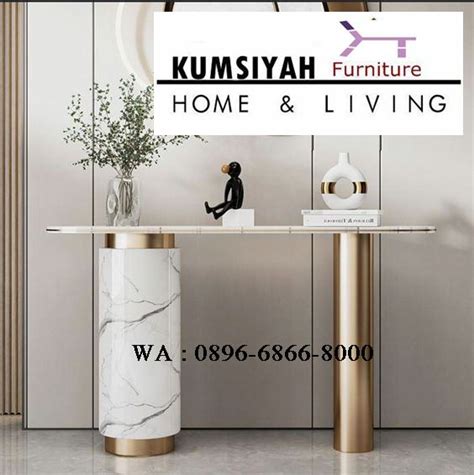 Jual Meja Konsol Kaki Stainless Modern Kekinian Terbaru Marmer Putih