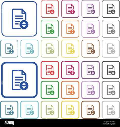 Document Scrolling Color Flat Icons In Rounded Square Frames Thin And Thick Versions Included