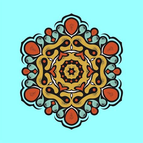 Un Mandala Coloré Avec Un Motif De Rouge Jaune Et Bleu Vecteur Premium