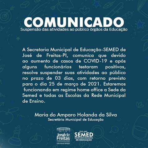 Secretária De Educação Divulga Comunicado Sobre A Suspensão Das