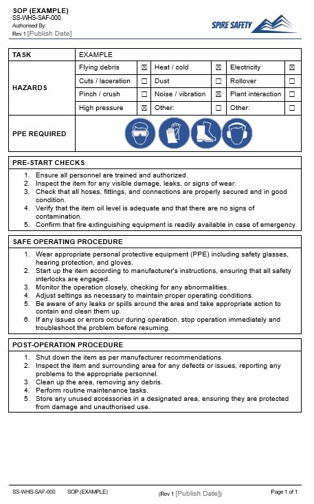 Free Roller Sop Safe Operating Procedure Template Spire Safety Consultants