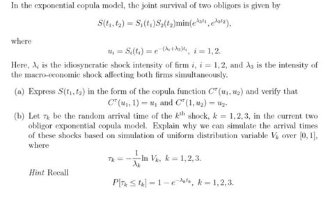 Solved In The Exponential Copula Model The Join Solutioninn