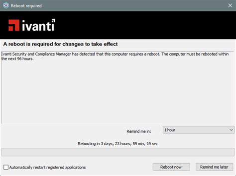 Agent Settings Reboot Settings