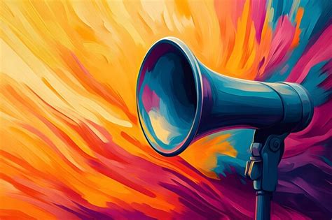 A Colorful Megaphone Emitting Sound Waves Perfect For Advertising And Communication Campaigns