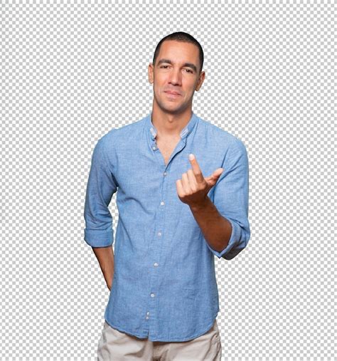 Premium Psd Young Man Doing A Gesture Of Come Here