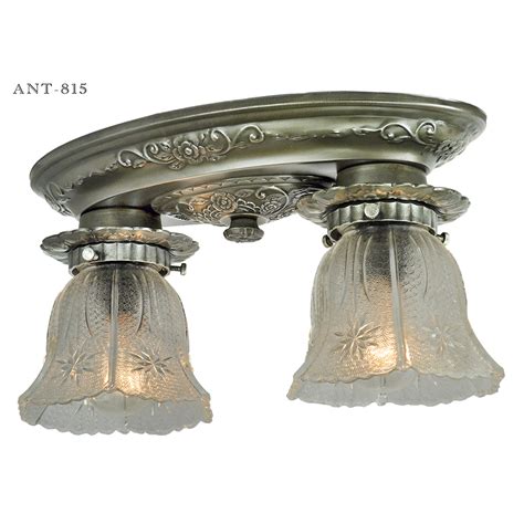 Edwardian Style Flush Mount Close Ceiling Fixture Antique 2 Light Ant