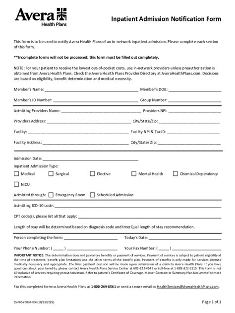 Fillable Online Behavioral Health Inpatient Notification Form Request For Fax Email Print