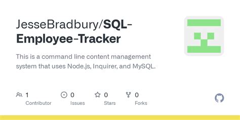 GitHub JesseBradbury SQL Employee Tracker This Is A Command Line