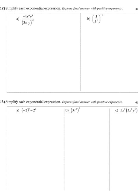 Solved 12 Simplify Each Exponential Expression Express