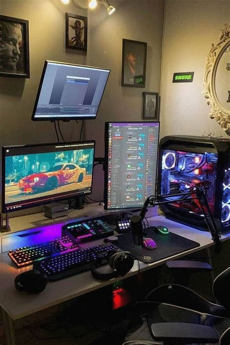 Setup Space Gaming Room Setup Computer Desk Setup Video Game Room Design