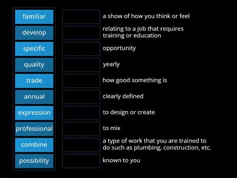 Reflect U4 R1 Vocabulary Match Up
