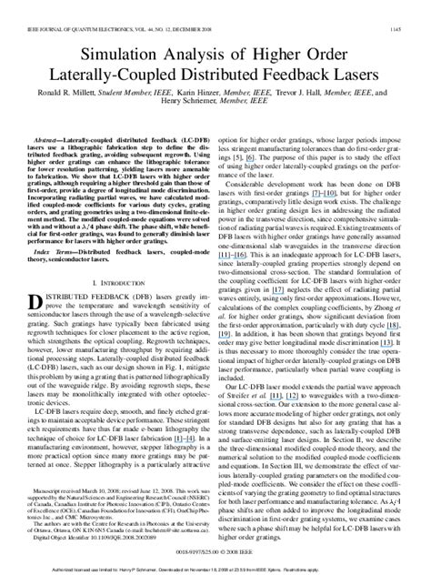 Pdf Simulation Analysis Of Higher Order Laterally Coupled Distributed
