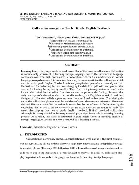 121 Collocation Analysis In Twelve Grade English Textbook Pdf
