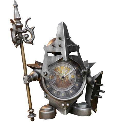 Standing Robot Warrior Clock With Spear Happy Piranha