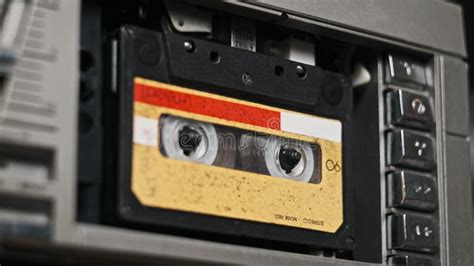 Insert Vhs Cassette Into Vcr Video Player Stock Footage Video Of