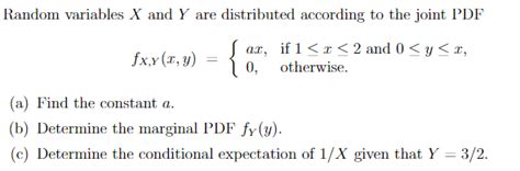 Solved Random Variables X And Y Are Distributed According To Chegg