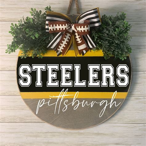 Steelers Door Hanger Steelers Door Sign Round Door Hanger Team