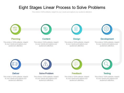 Eight Stages Linear Process To Solve Problems Ppt PowerPoint Presentation Gallery Format PDF