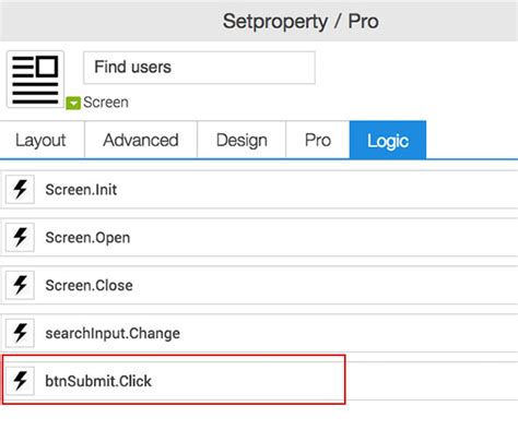Set Property Option In The Logic Tab