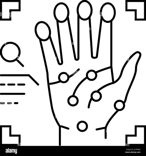 Handprint Recognition Line Icon Vector Illustration Stock Vector Image
